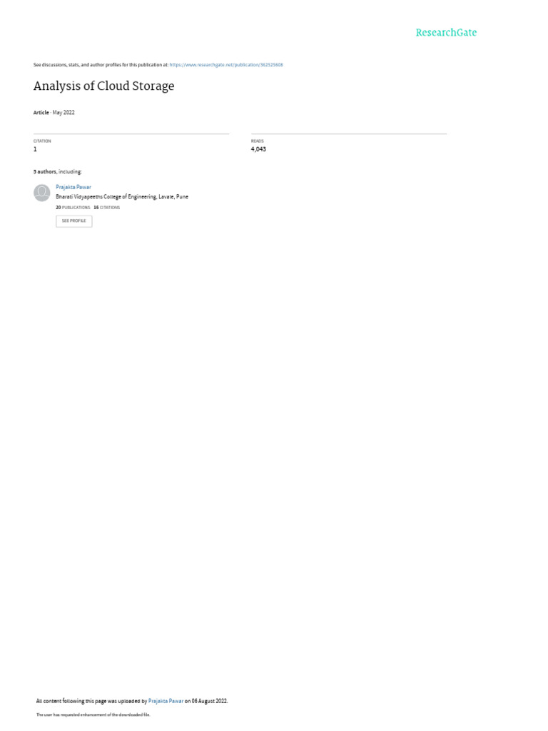 In-Depth-Analysis-of-Cloud-Storage | PDF | Cloud Computing | Software As A Service