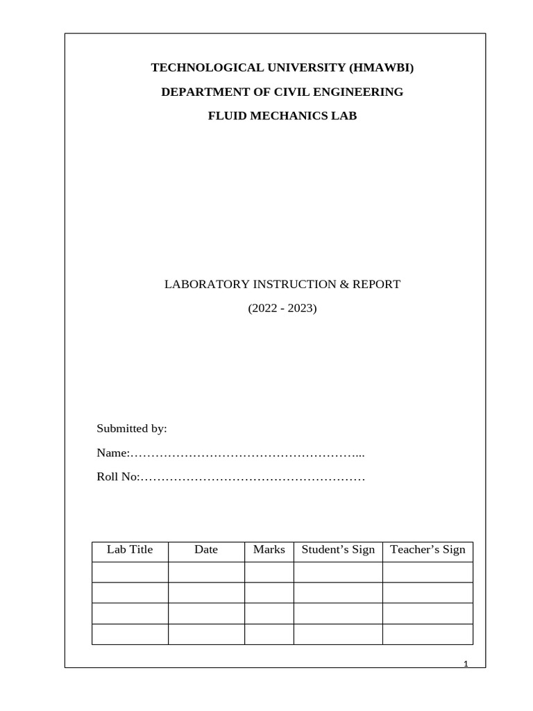 Fluid Mechanics Lab Sheet | PDF | Density | Pressure Measurement