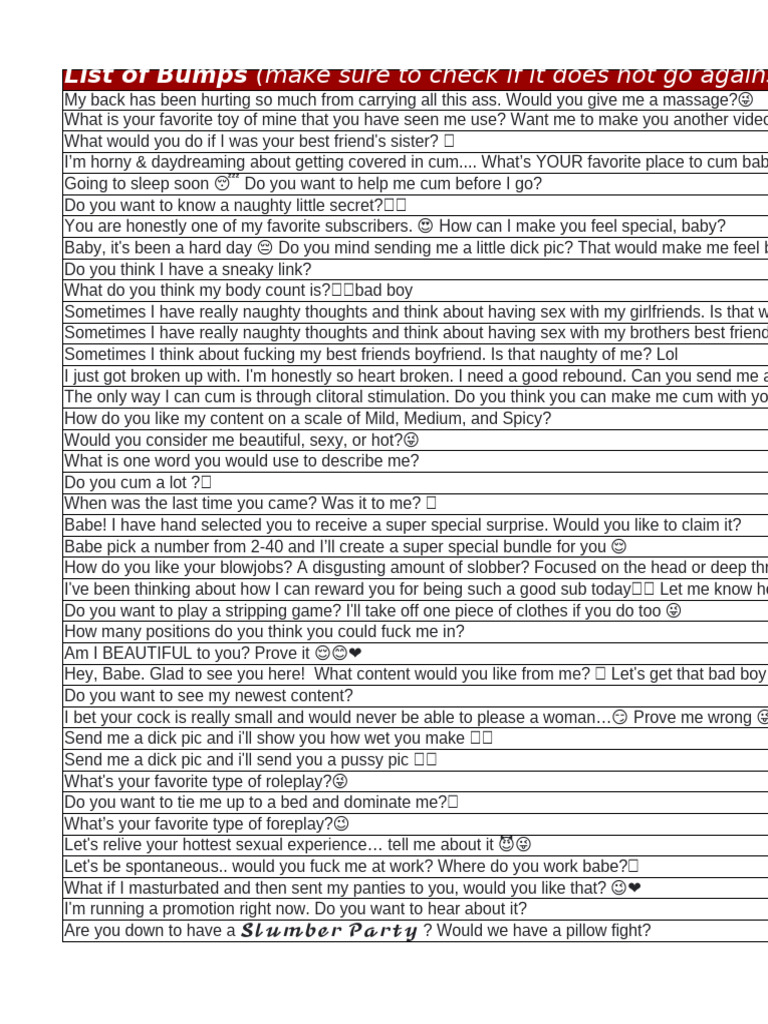 OnlyFans Chat Cheat | PDF