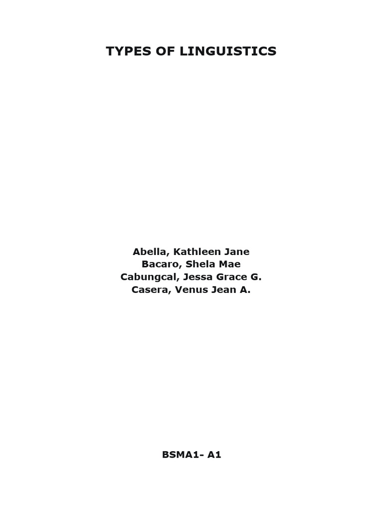 Types of Linguistics - Written Report | PDF | Word | Semantics