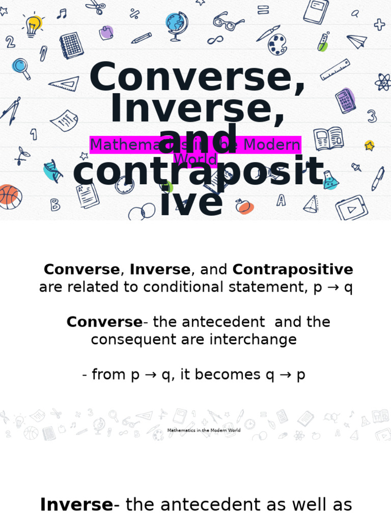 CONVERSE, INVERSE, CONTRAPOSITIVE | PDF