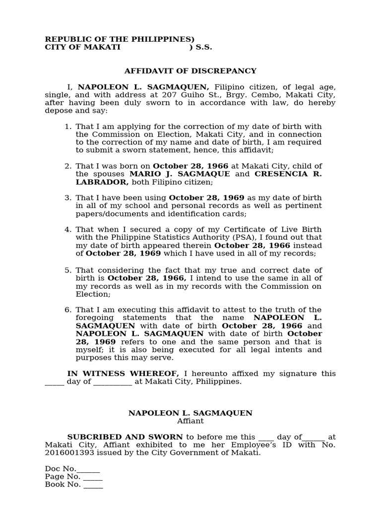 Discrepancy COMELEC (Date of Birth) 4 | PDF