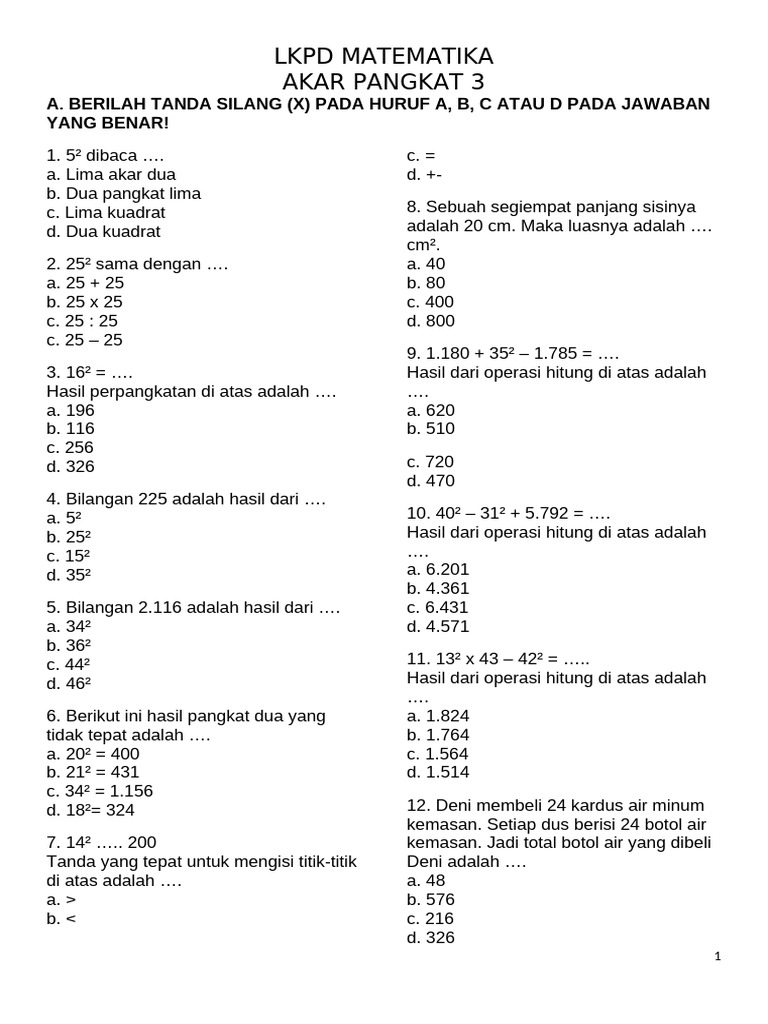 Bahan Ajar MTK Akar Pangkat 3 | PDF