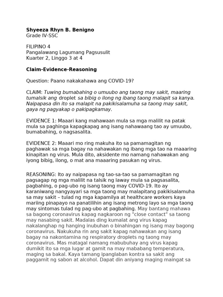 Ate FILIPINO CER | PDF