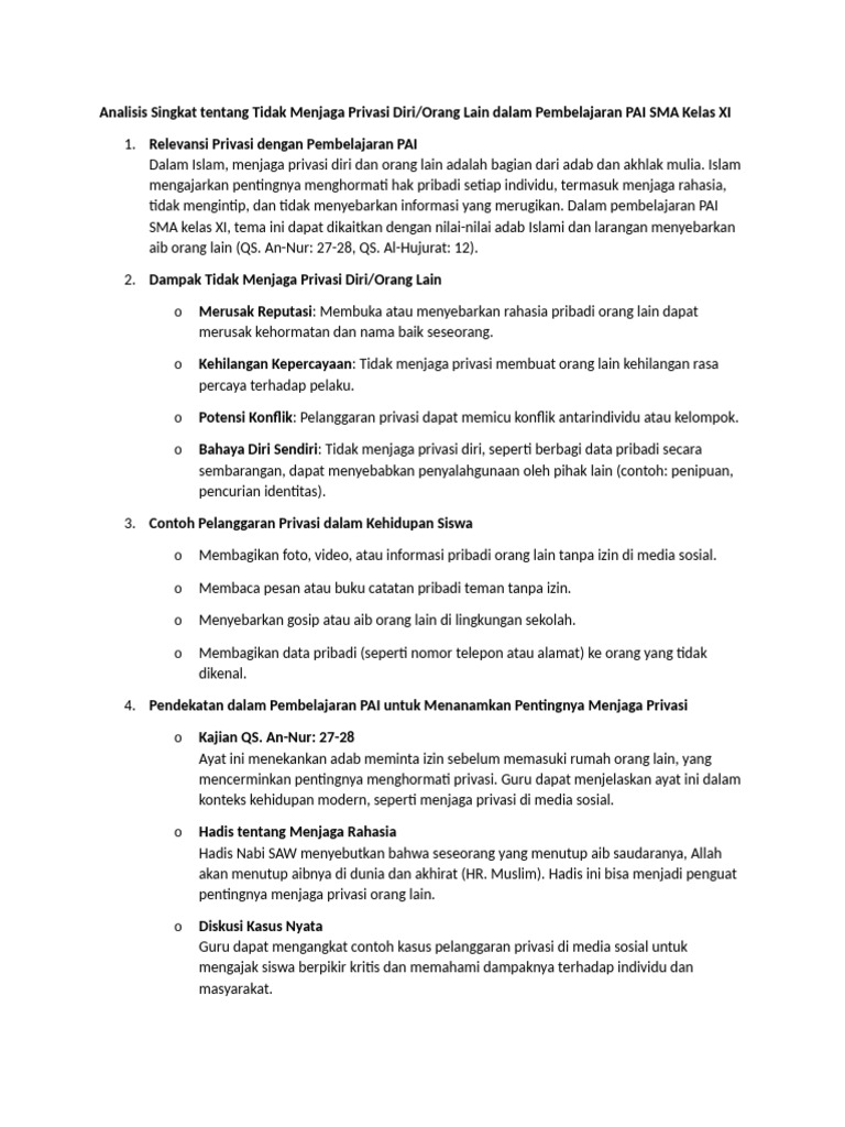 Analisis 3 tentang Tidak Menjaga Privasi Diri | PDF