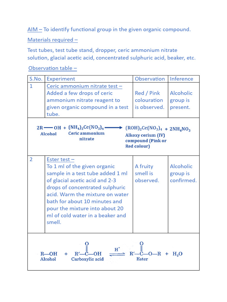 Identify Alcoholic Functional Groups | PDF