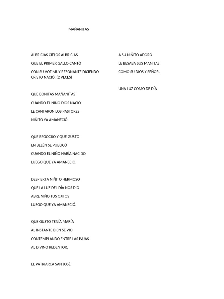 Mañanitas al Niño Dios | PDF