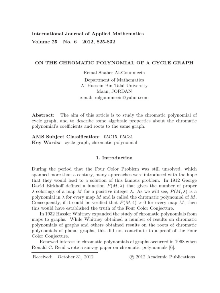 Chrom Poly Issues - Gounmeein | PDF | Polynomial | Mathematics