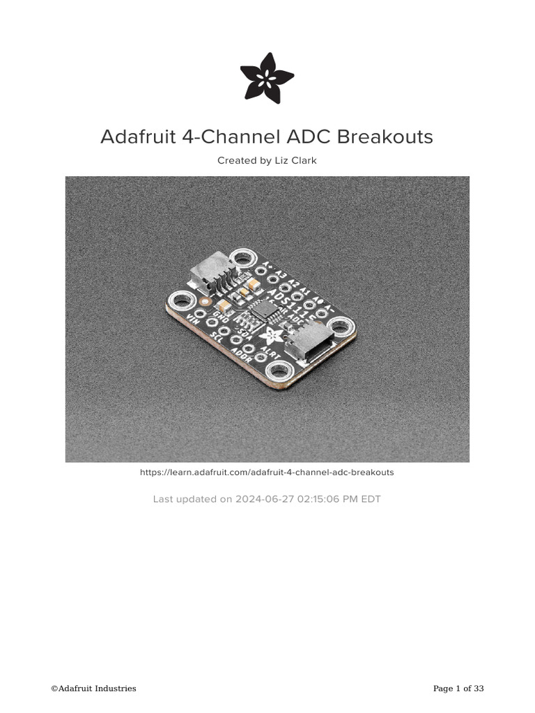 Adafruit 4-Channel ADC Breakouts | PDF | Analog To Digital Converter ...