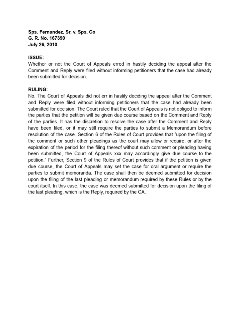 Sps. Fernandez, Sr. v. Sps. Co | PDF