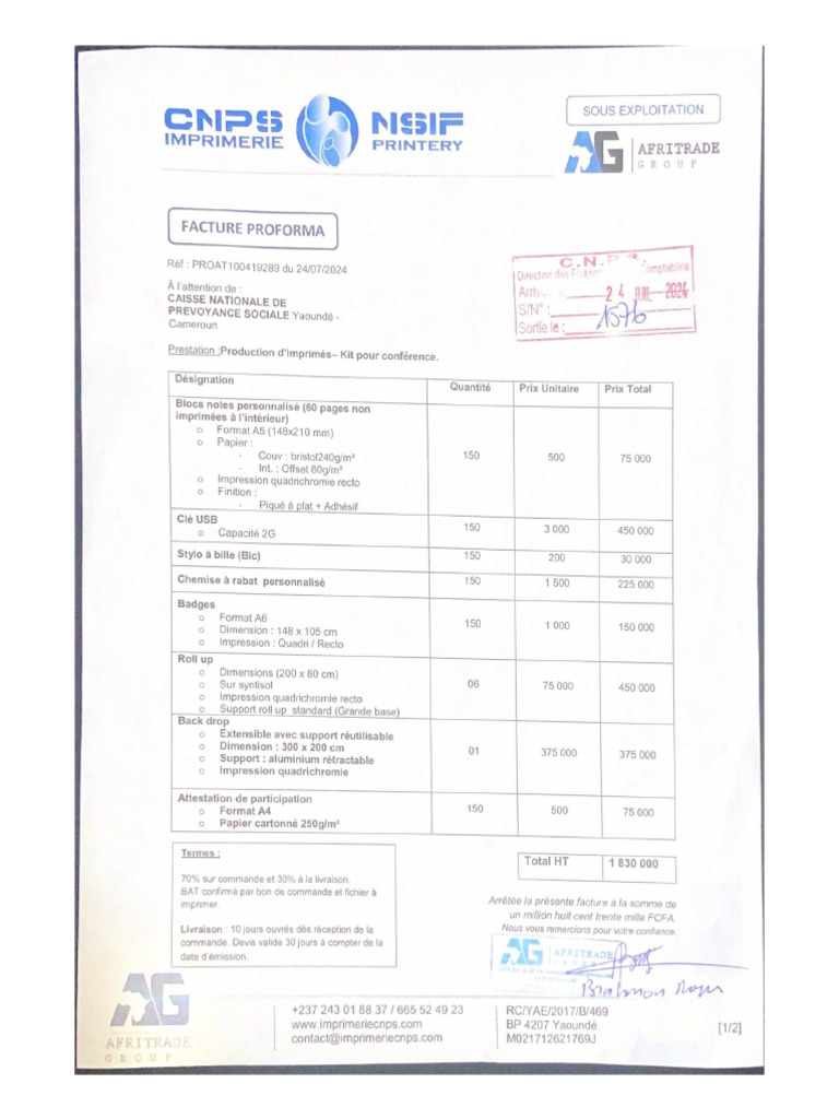 Facture Proforma Commission CommunicationOK | PDF