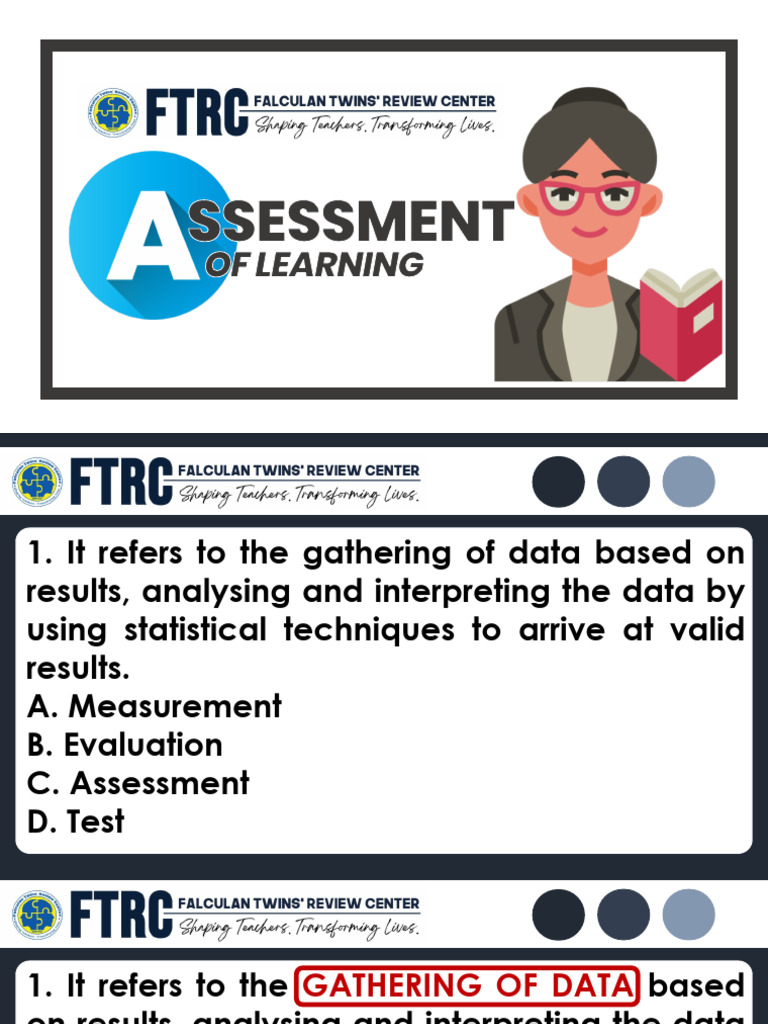 Assessment of Learning Ratio | PDF | Educational Assessment | Validity ...