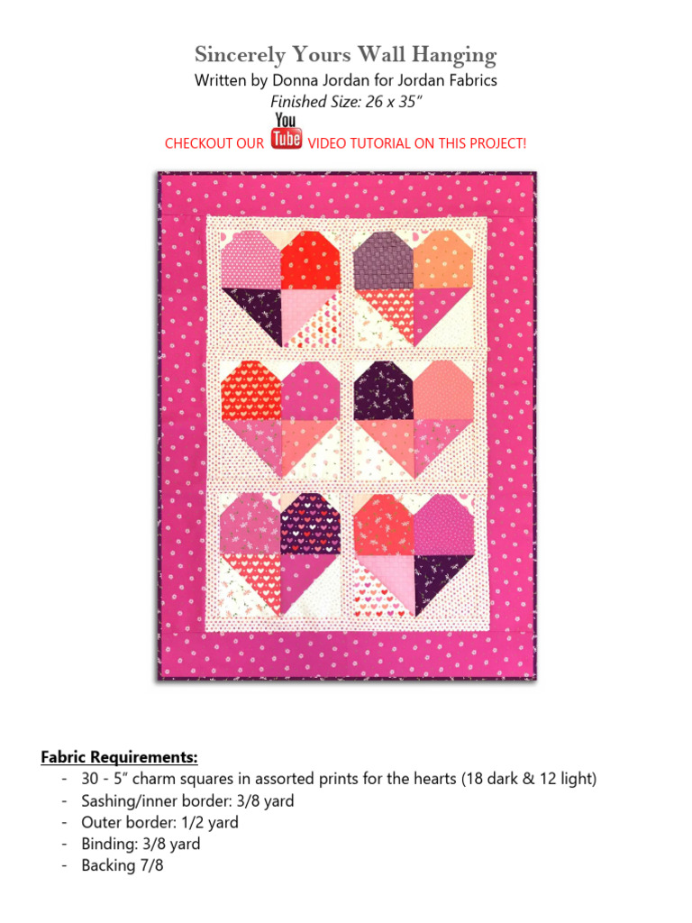 Sincerely Yours Wall Hanging Pattern | PDF