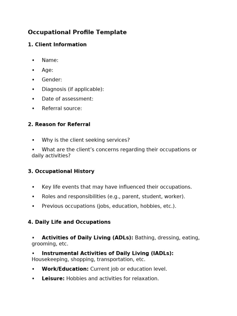 Occupational Profile Template | PDF
