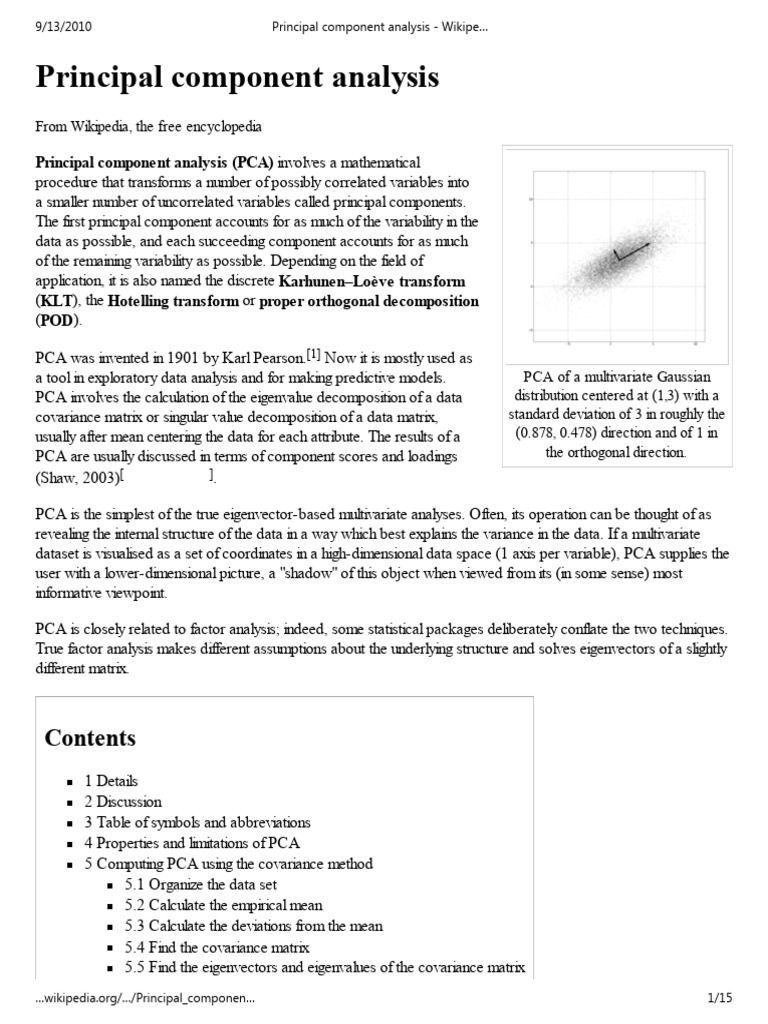 Principal component analysis | PDF | Principal Component Analysis | Eigenvalues And Eigenvectors