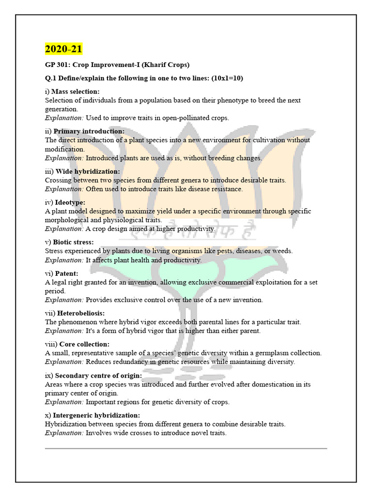 GP ki ram ram | PDF | Plant Breeding | Dominance (Genetics)