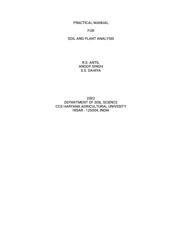 Manual of Soil Testing | PDF | Ph | Absorbance