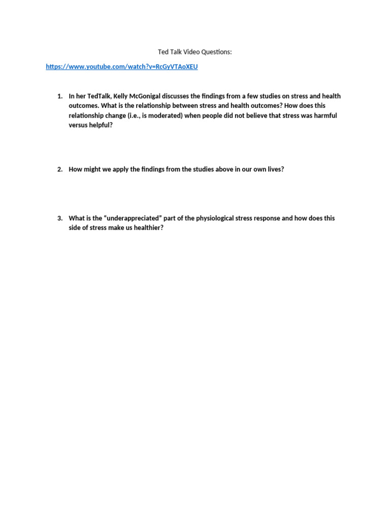 Stress Management Insights from TED Talk | PDF