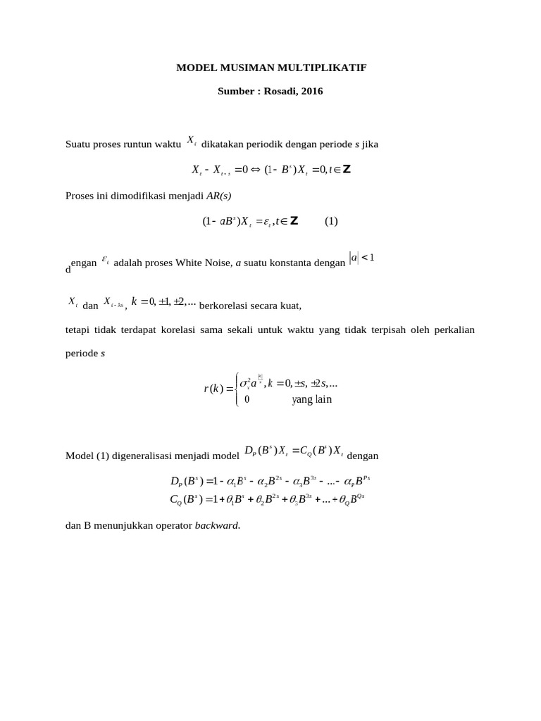Analisis Runtun Waktu pertemuan 13_Model Musiman multiplikatif | PDF