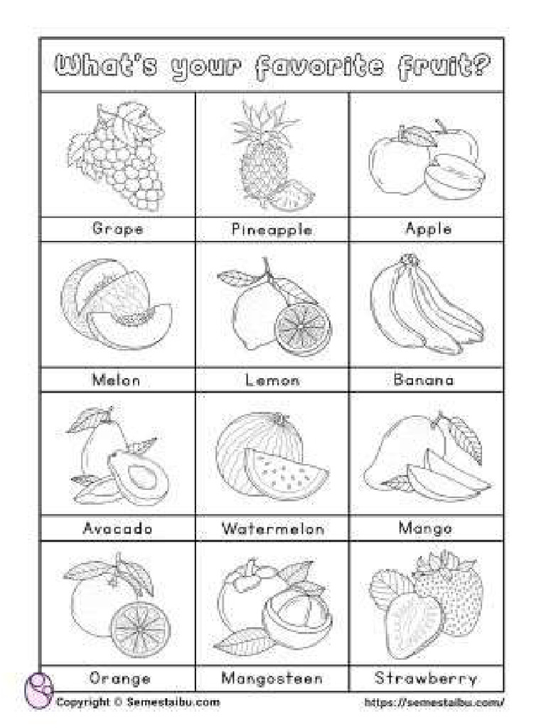 Fruits Coloring Page | PDF