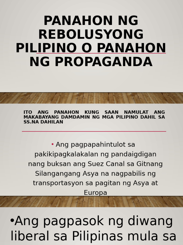 Panahon NG Rebolusyong Pilipino o Panahon NG Propaganda | PDF