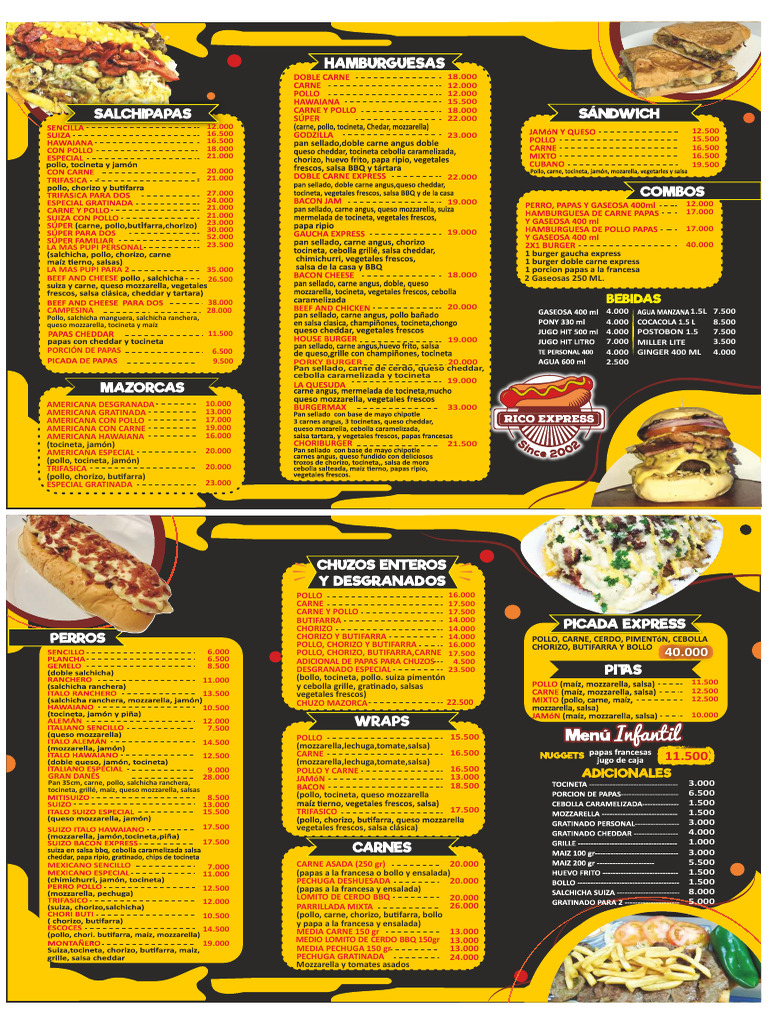 Menú Rico Express Act-1 | PDF | Barbecue | Meat Dishes