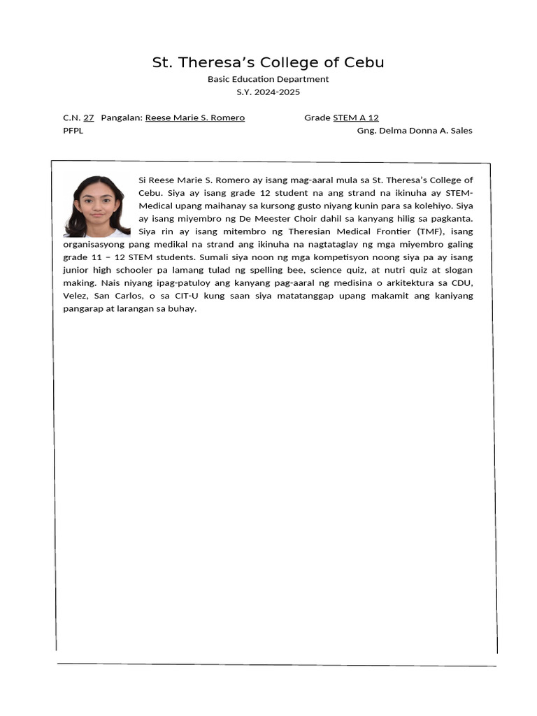 Pagsulat NG Bionote - PFPL | PDF