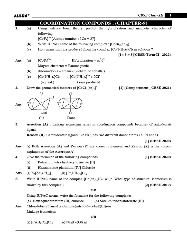 C09 - Coordination Compounds | PDF | Coordination Complex | Ligand