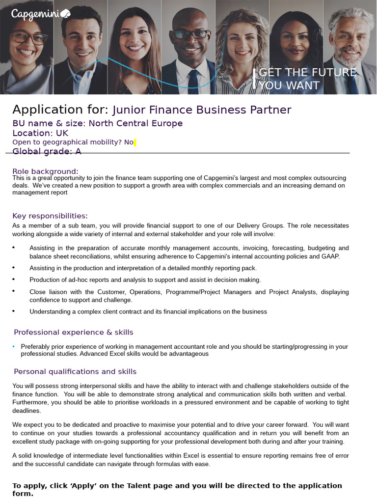 Junior Finance Business Partner JD | PDF | Accounting | Business