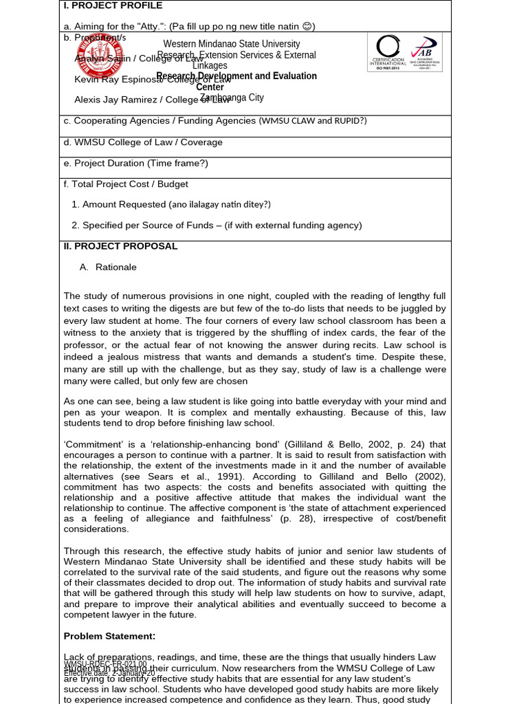 Legal Research Proposal-Format | PDF | Psychological Concepts | Cognition