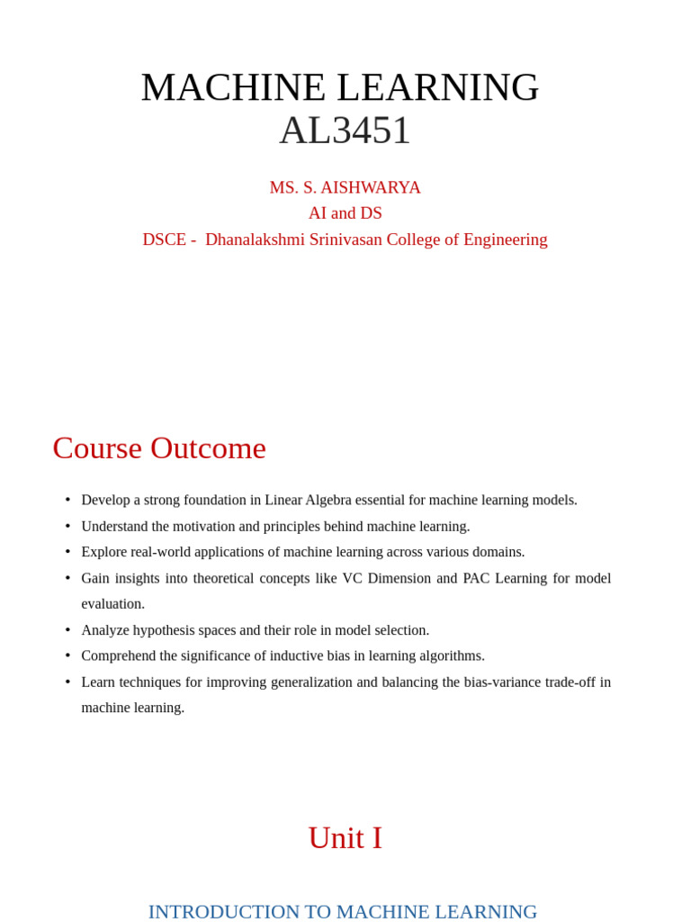 Machine Learning Al3451 Pdf