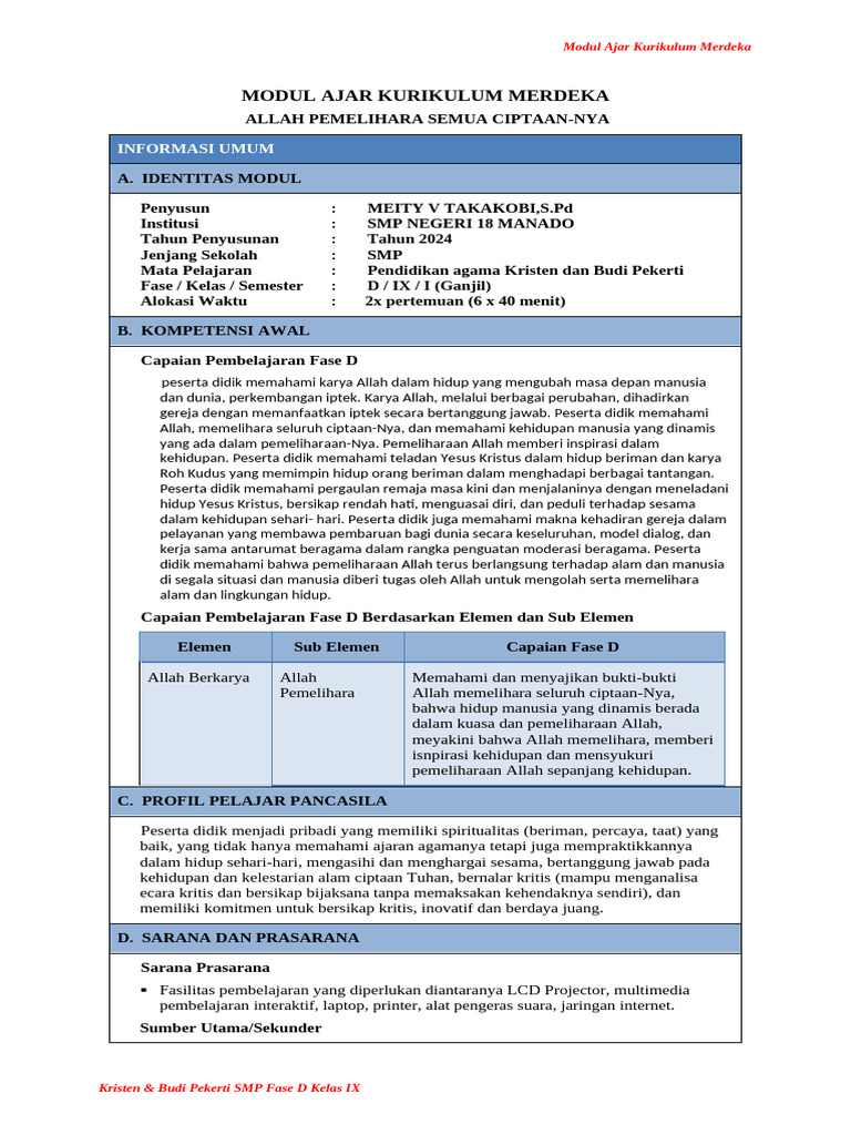 Modul Ajar KELAS 9 Bab 2 SEMESTER GANJIL 2024 | PDF