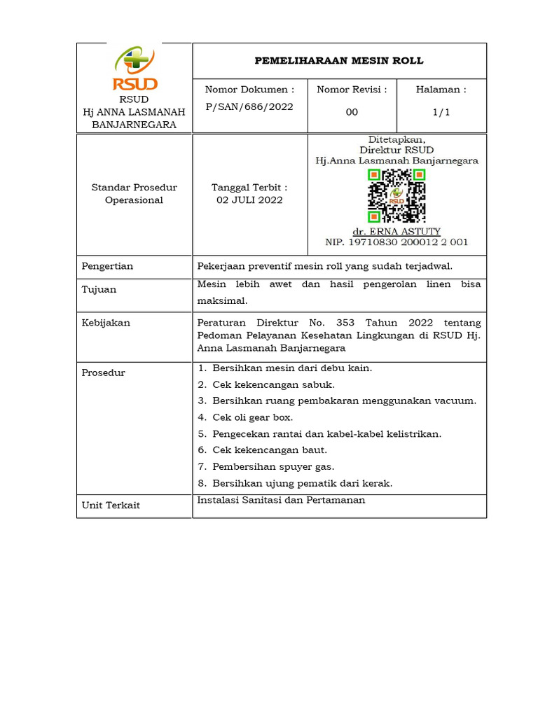 Spo PEMELIHARAAN MESIN ROLL | PDF