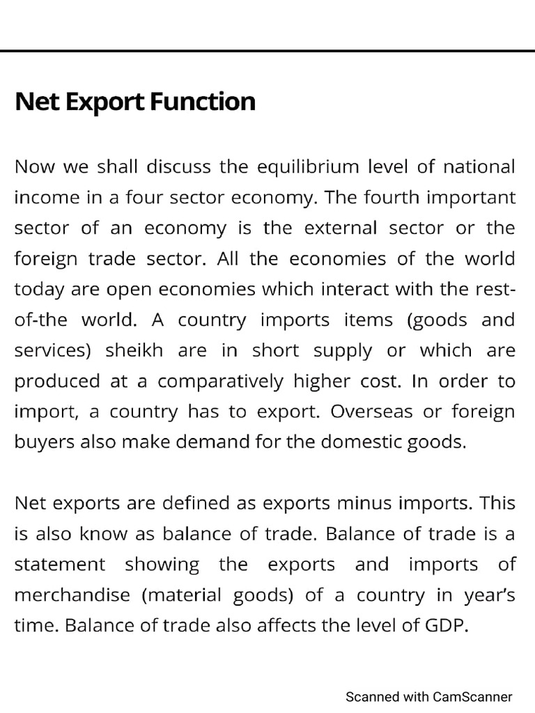 Net Export Function Unit IV | PDF