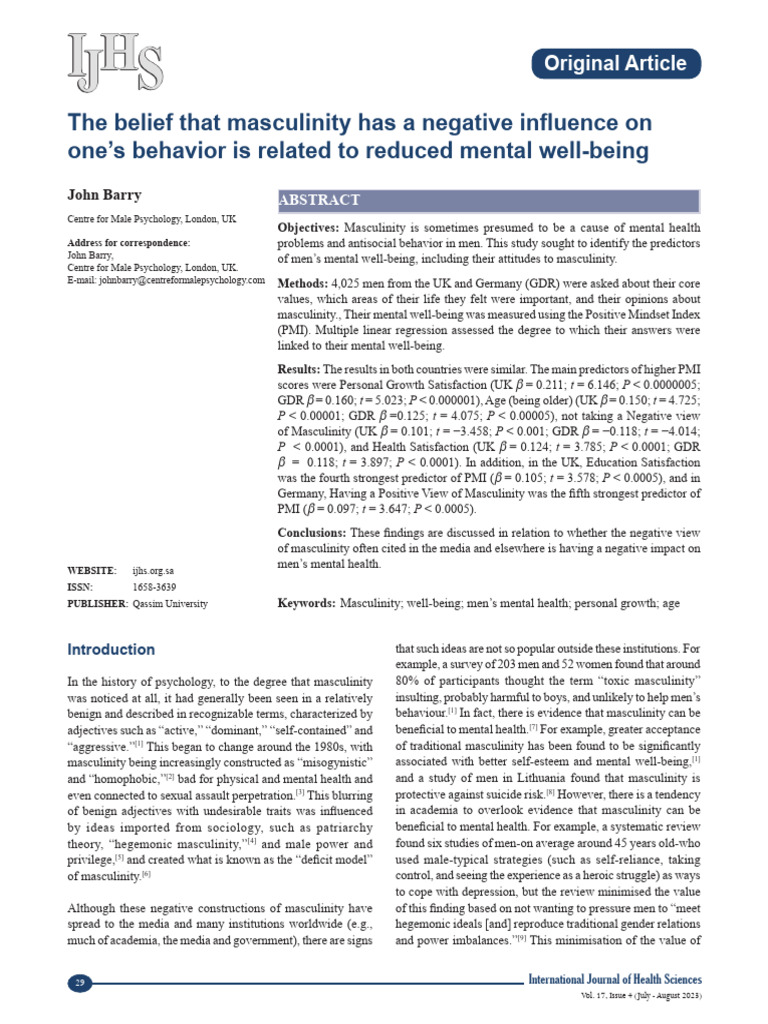 Masculinity Study Psych | PDF | Linear Regression | Masculinity