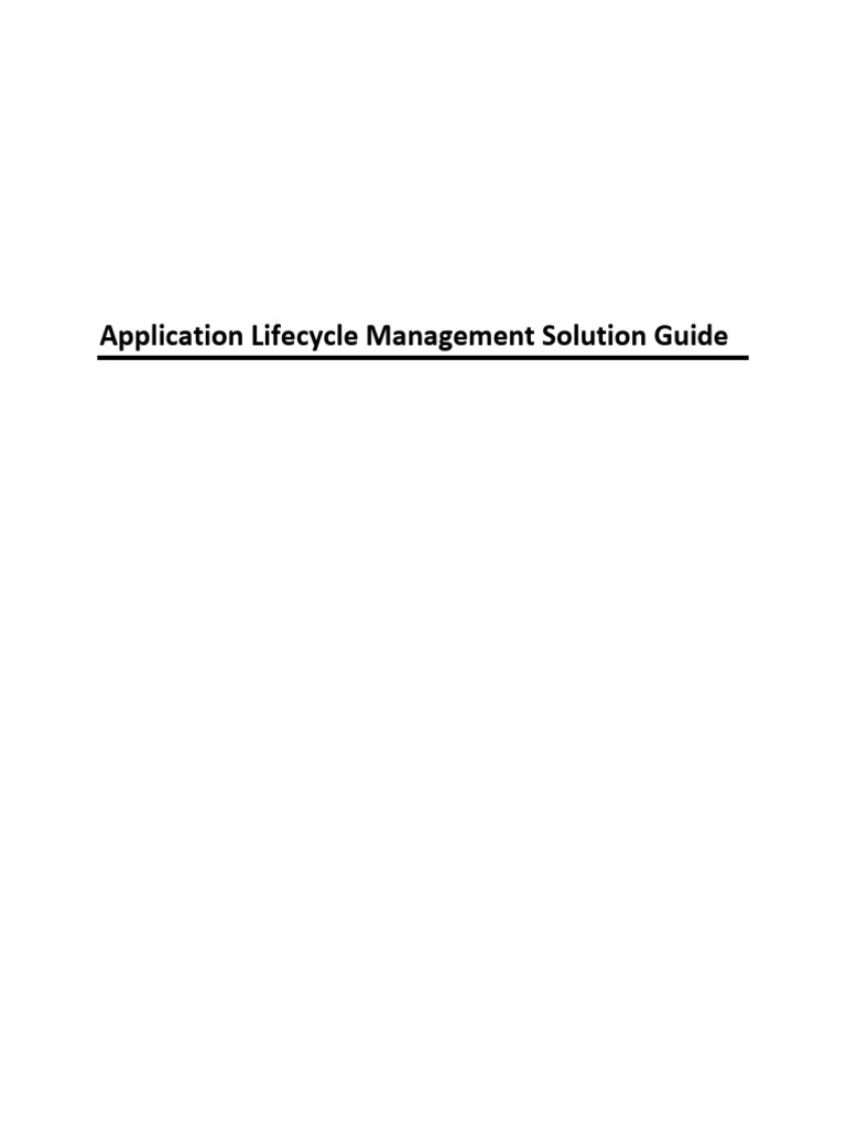 Application Lifecycle Management Solution Guide 10 1 | PDF | Software ...