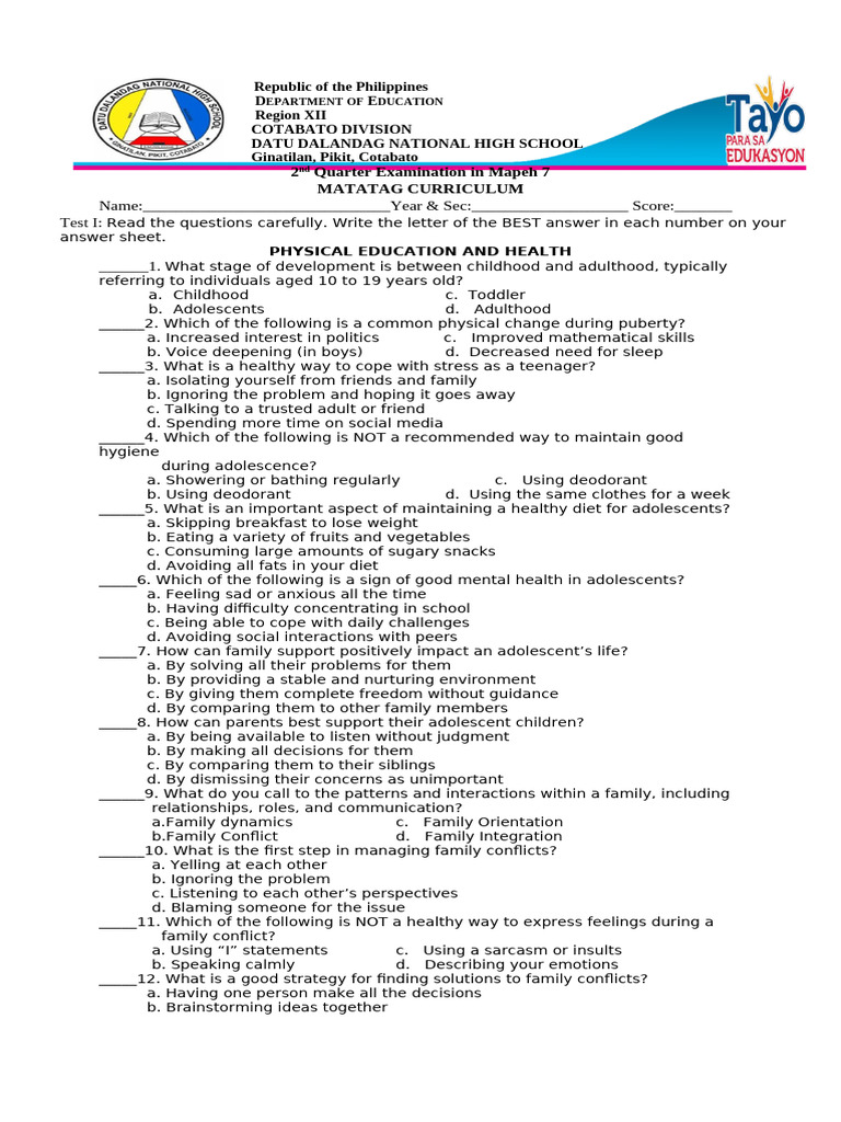 Grade 7 2nd Quarter | PDF | Adolescence | Behavioural Sciences