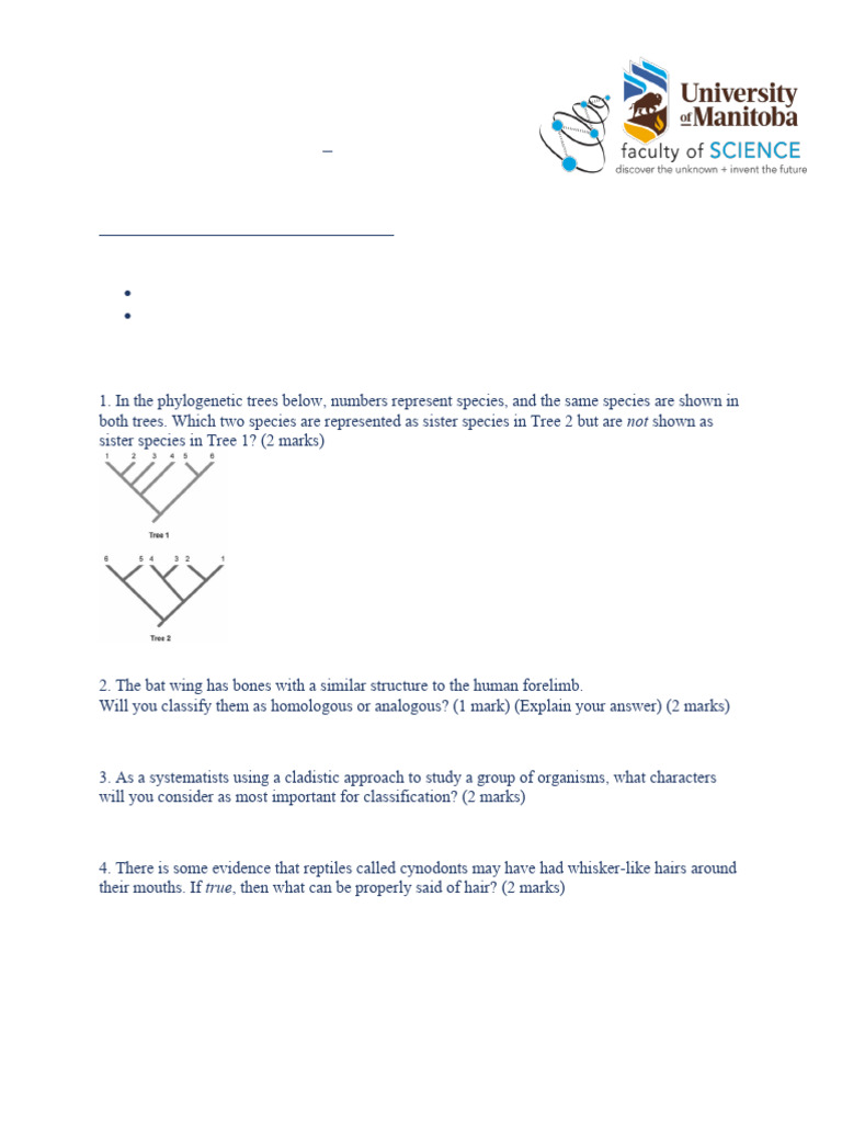 Assignment 1 - BIOL1030 A04 - Winter2025 | PDF | Evolutionary Biology | Biological Classification