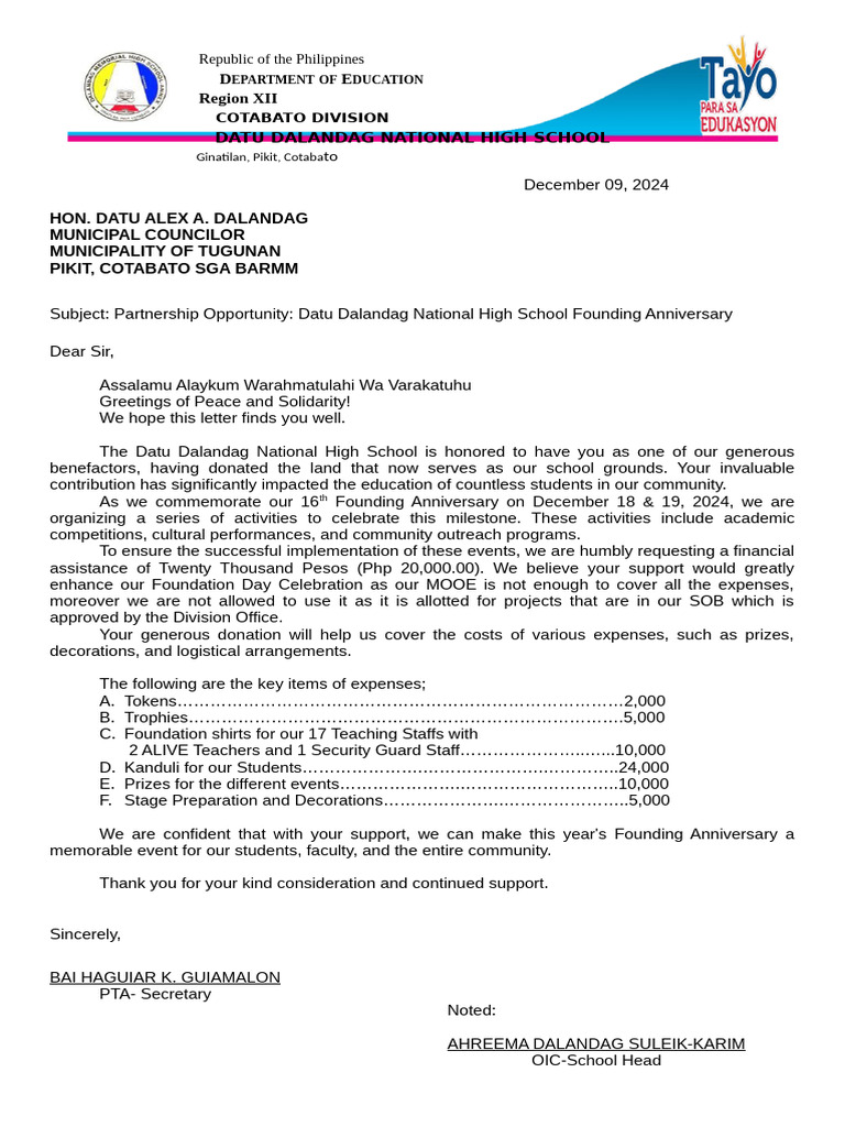 Solicitation Letter | PDF | Philippines