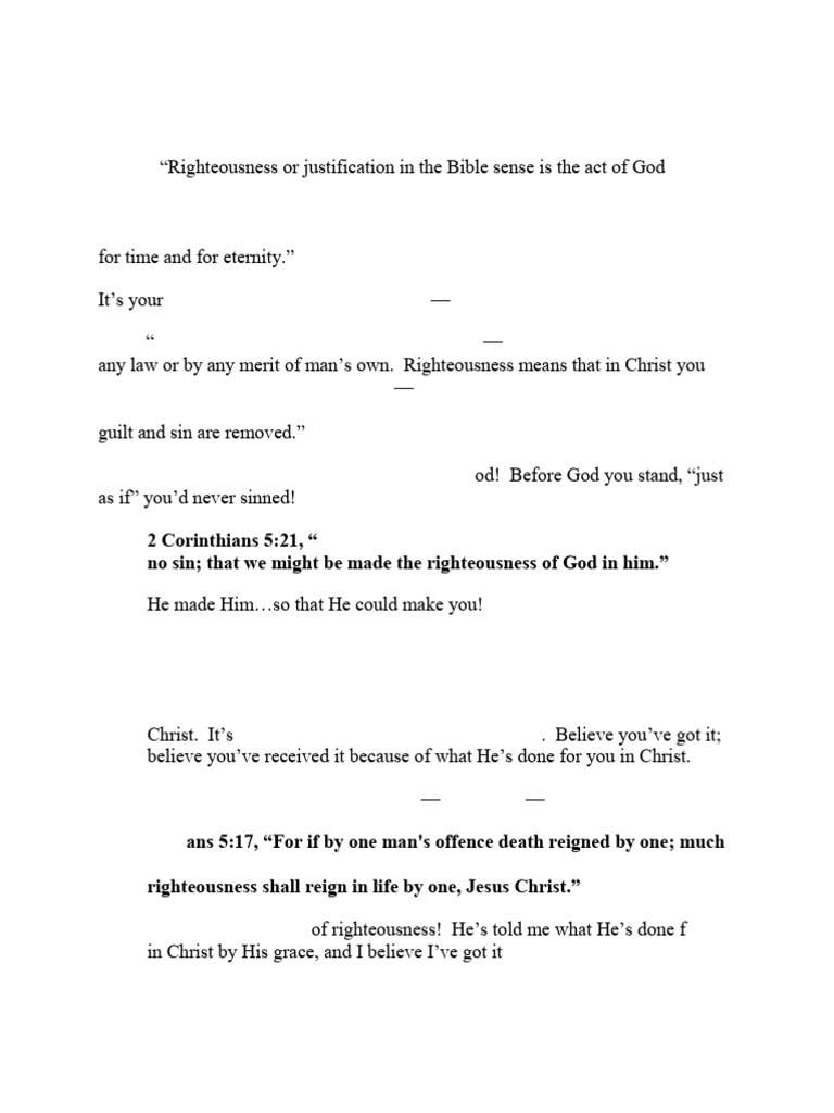Lesson 2 Righteousness, CTW Bible School | PDF | Justification ...