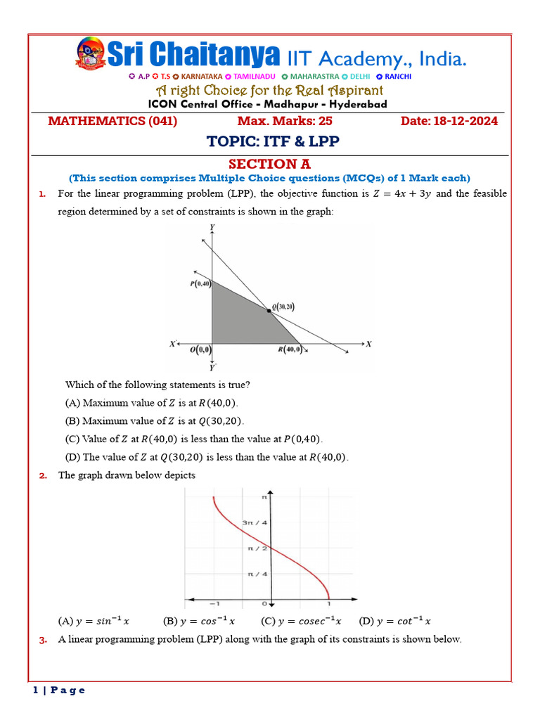 Mathematics (041) QP DT - 18-12-2024 | PDF | Function (Mathematics) | Mathematical Optimization