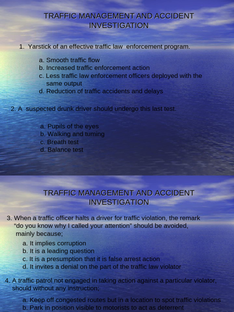 Traffic Management & Accident Investigation Guide | PDF | Traffic ...