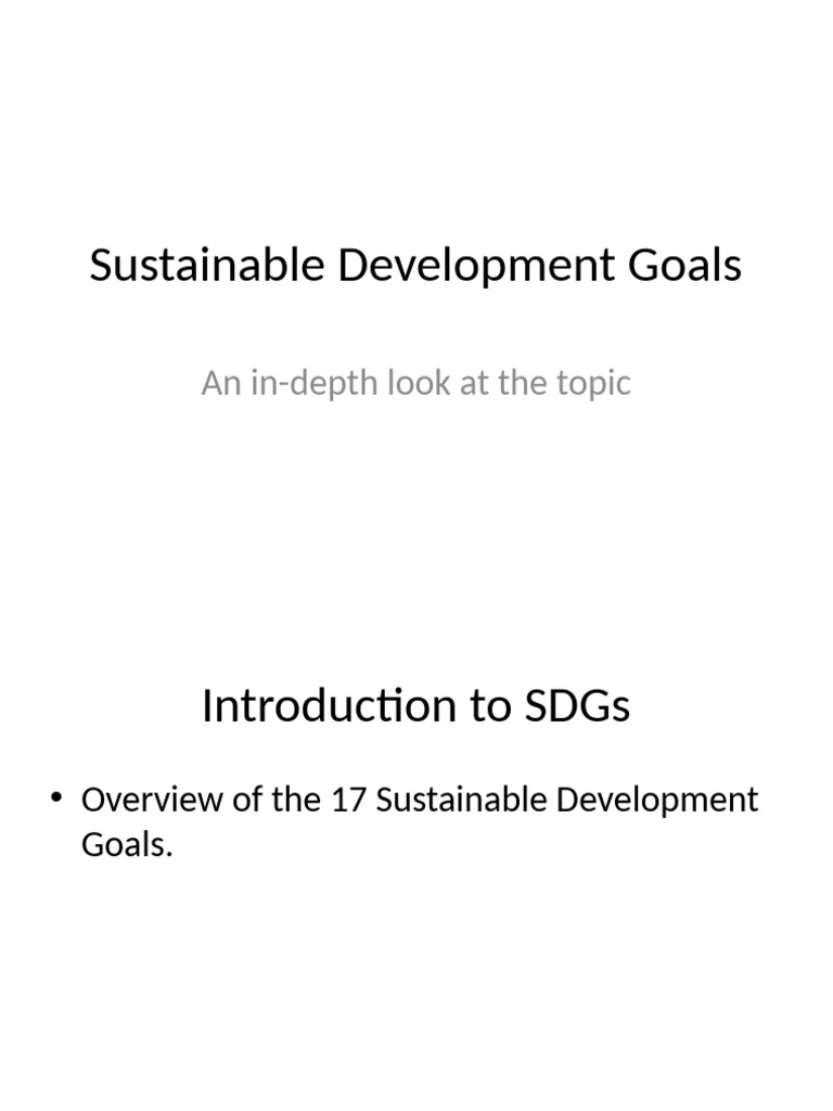 Overview of Sustainable Development Goals | PDF