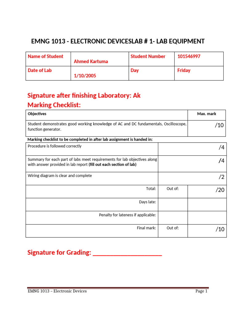 EMNG 1013 Lab Equipment Overview | PDF | Amplitude | Root Mean Square