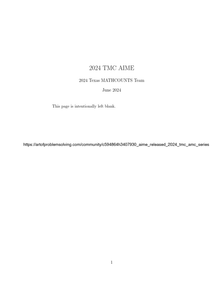 2024 TMC AIME | PDF | Function (Mathematics) | Algebra