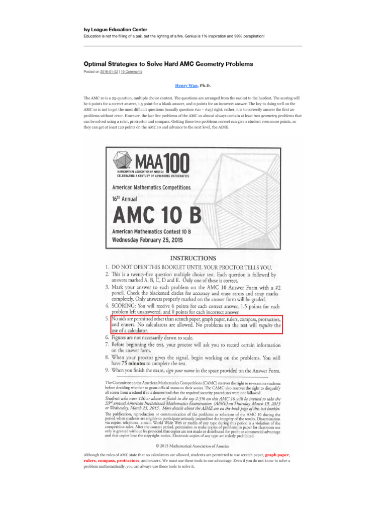 Strategies for AMC Geometry Problems | PDF | Mathematics