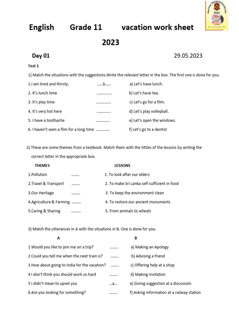 Grade 11 Learning Kit Day 1 Eng 1 | PDF