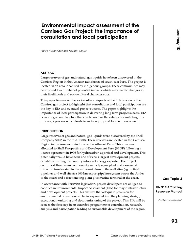 EIA Camisea Gas Project | PDF | Environmental Impact Assessment | Non ...