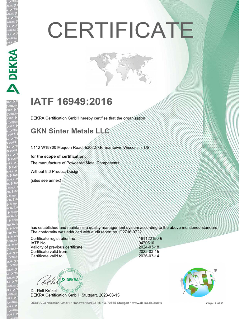 Iatf Certificate | PDF