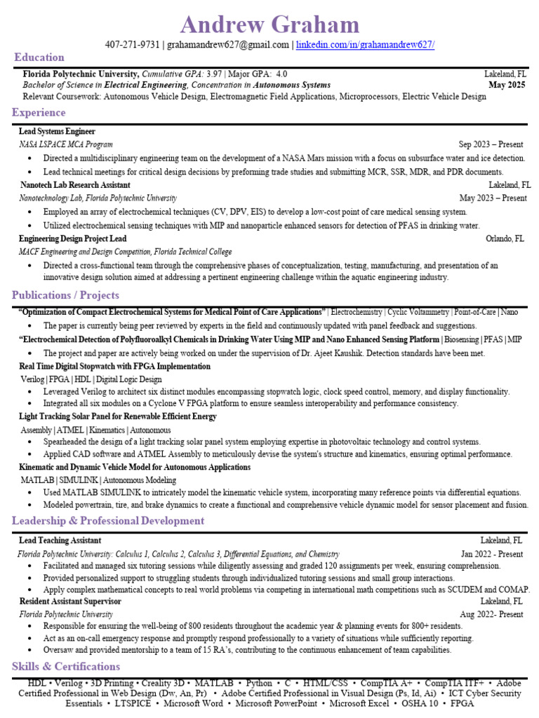 Andrew Graham Resume 1731601669 | PDF | Field Programmable Gate Array ...